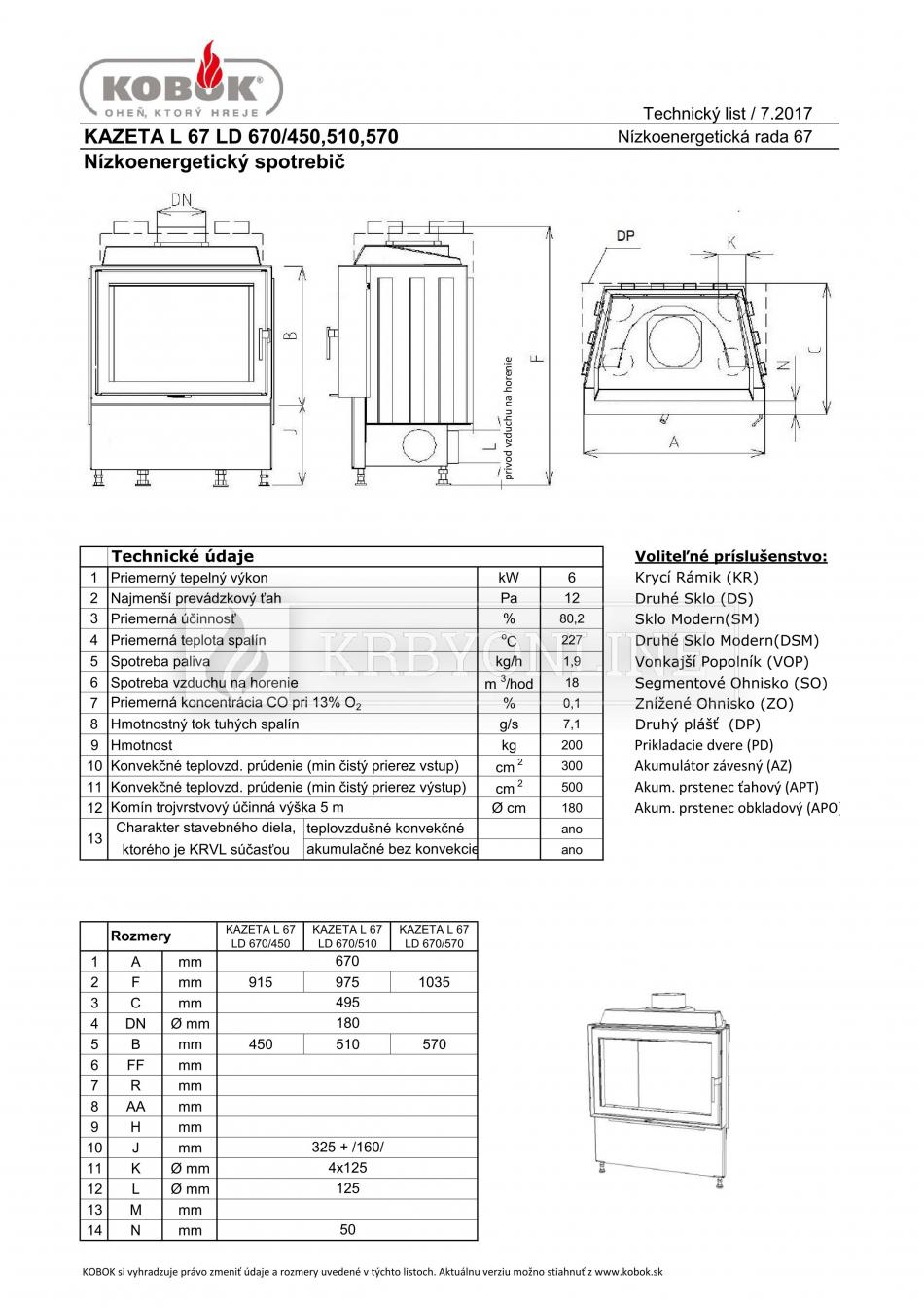 Kobok Kazeta L 67 LD 670/450 510 oceľová rovná krbová ...